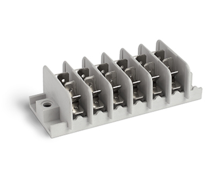 Screw/tabs 6,3×0,8mm terminal blocks, in 3 or 6 ways - Korner